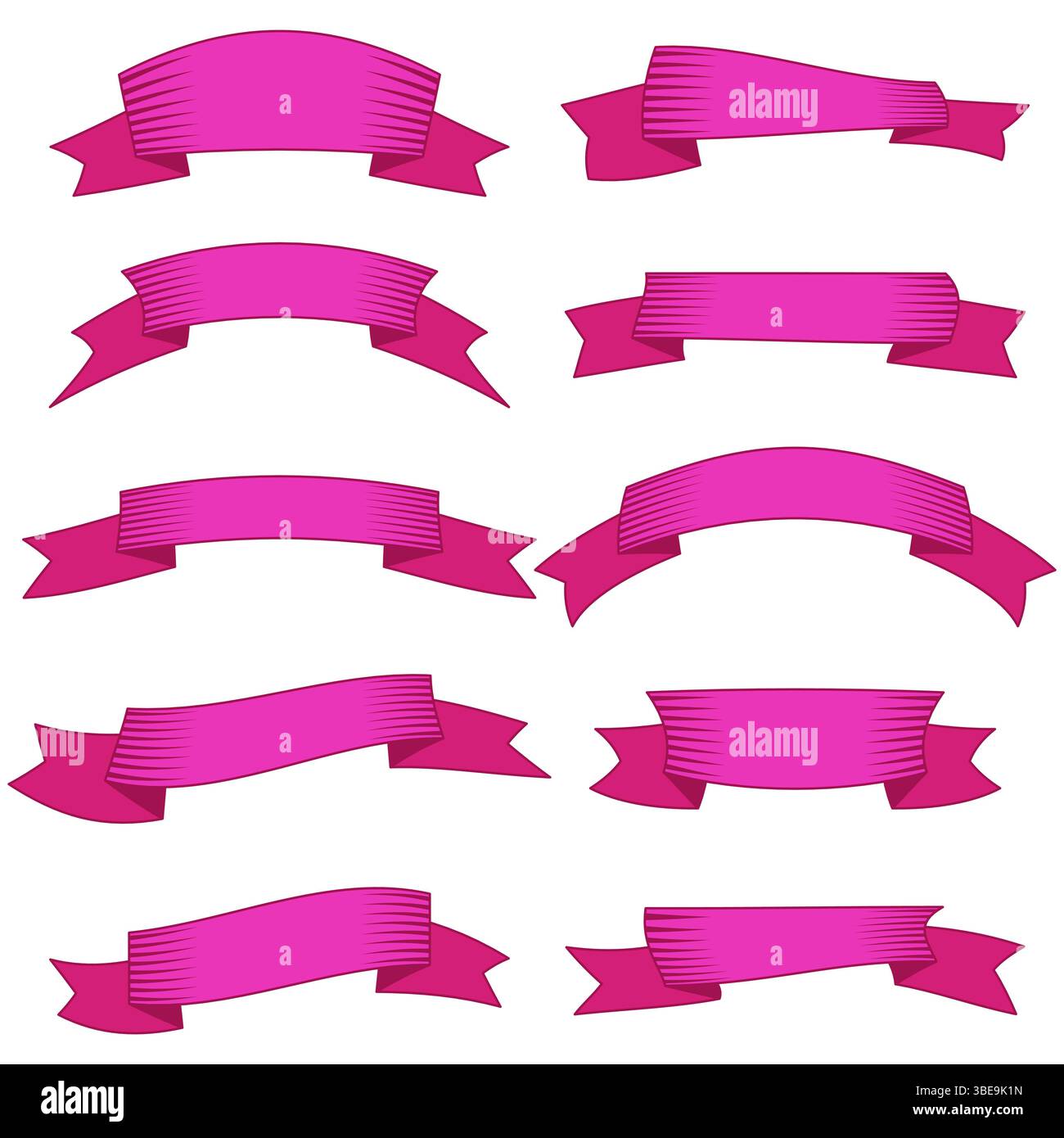 Set of ten pink ribbons and banners for web design. Great design ...