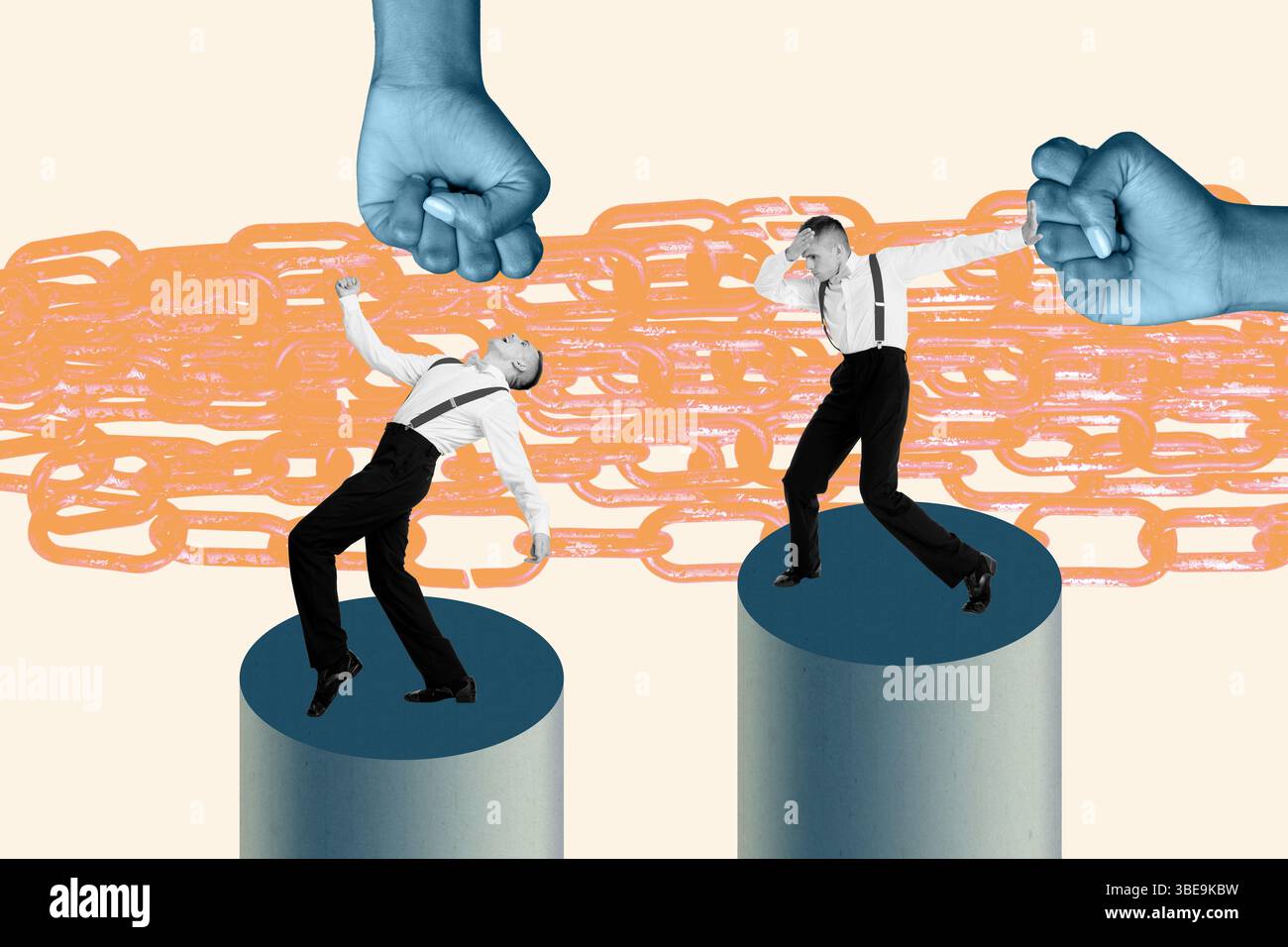 Exclusive image full photo collage of serious businessman force work ...