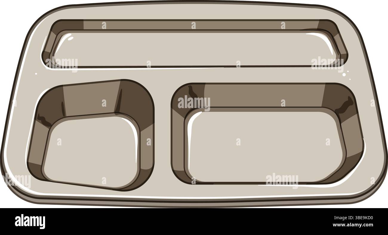 reusable multi section meal tray cartoon vector illustration Stock ...