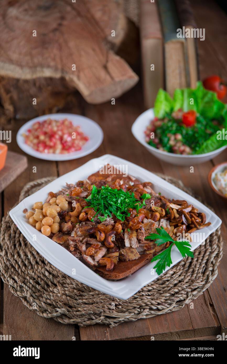 Shawarma Fatteh Plate – Syrian Style Layered Dish with Traditional ...