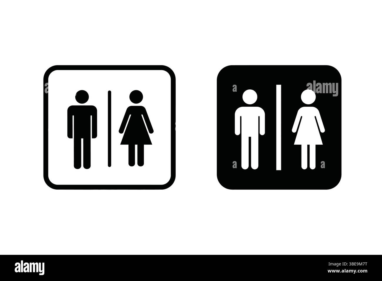 Restroom sign, unisex bathroom door symbol, male female icon, public ...