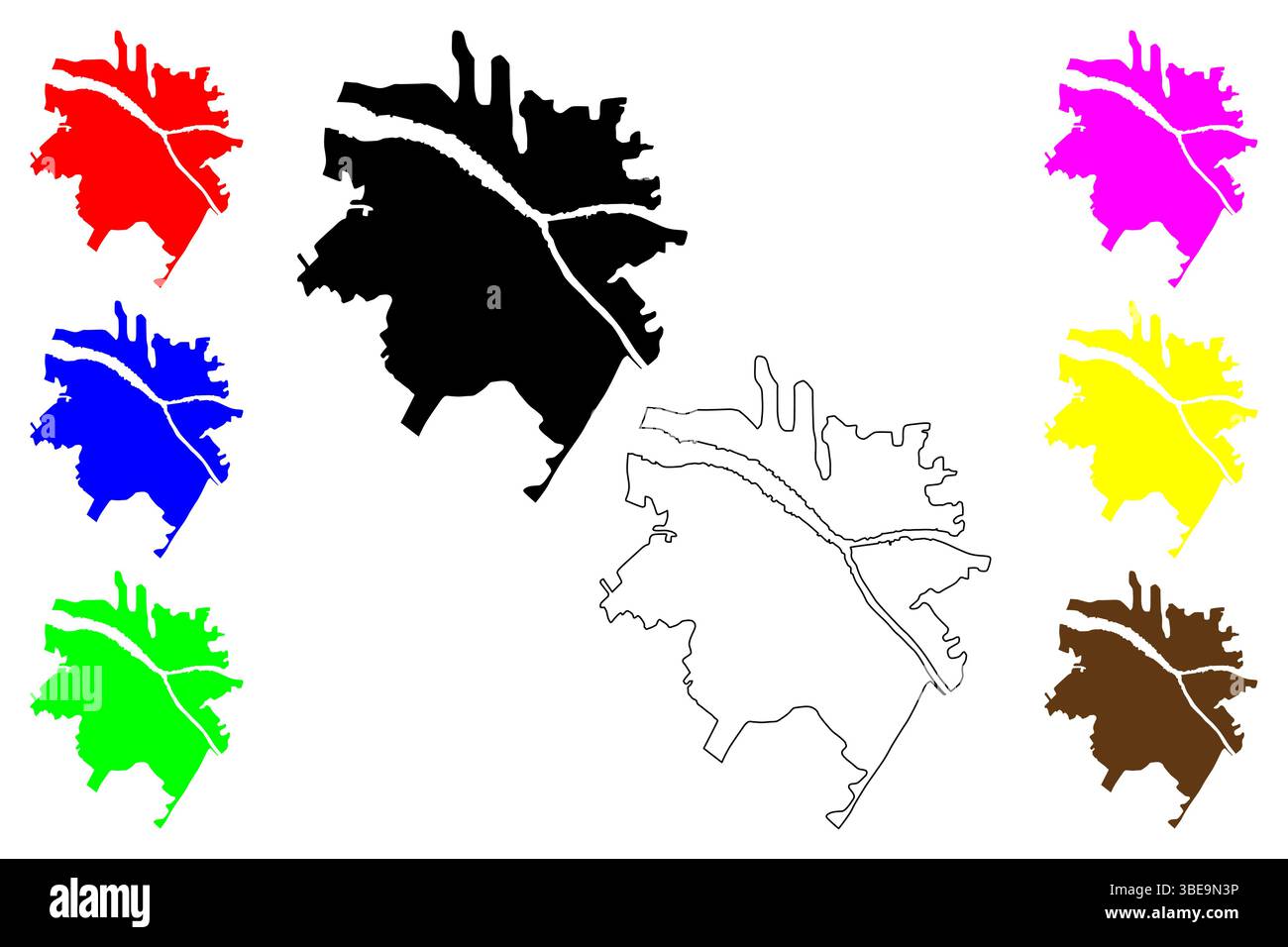 Pontianak city (Republic of Indonesia, Region Kalimantan) map vector ...