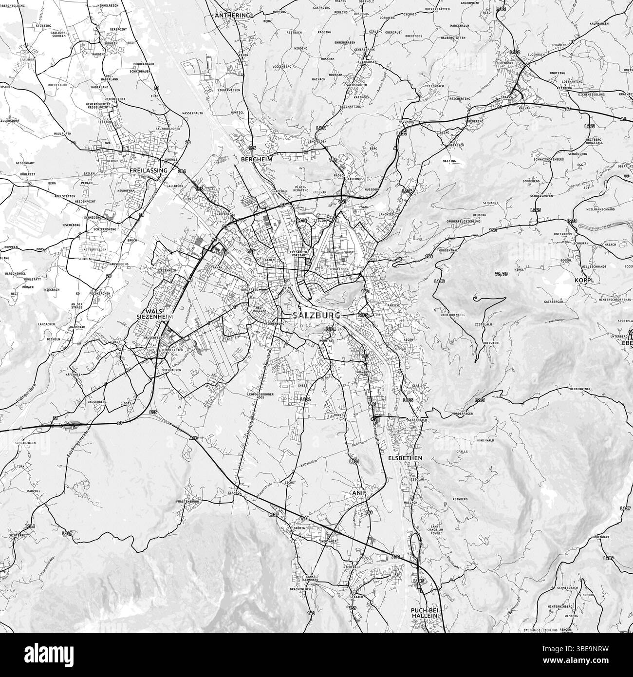 Salzburg printable map hi-res stock photography and images - Alamy