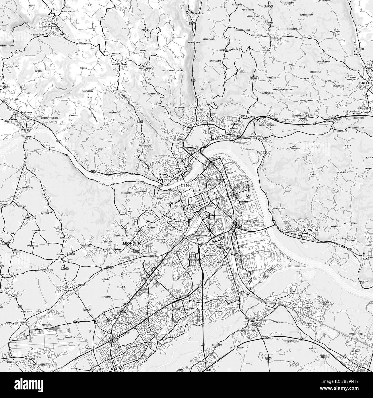 Linz printable map Black and White Stock Photos & Images - Alamy