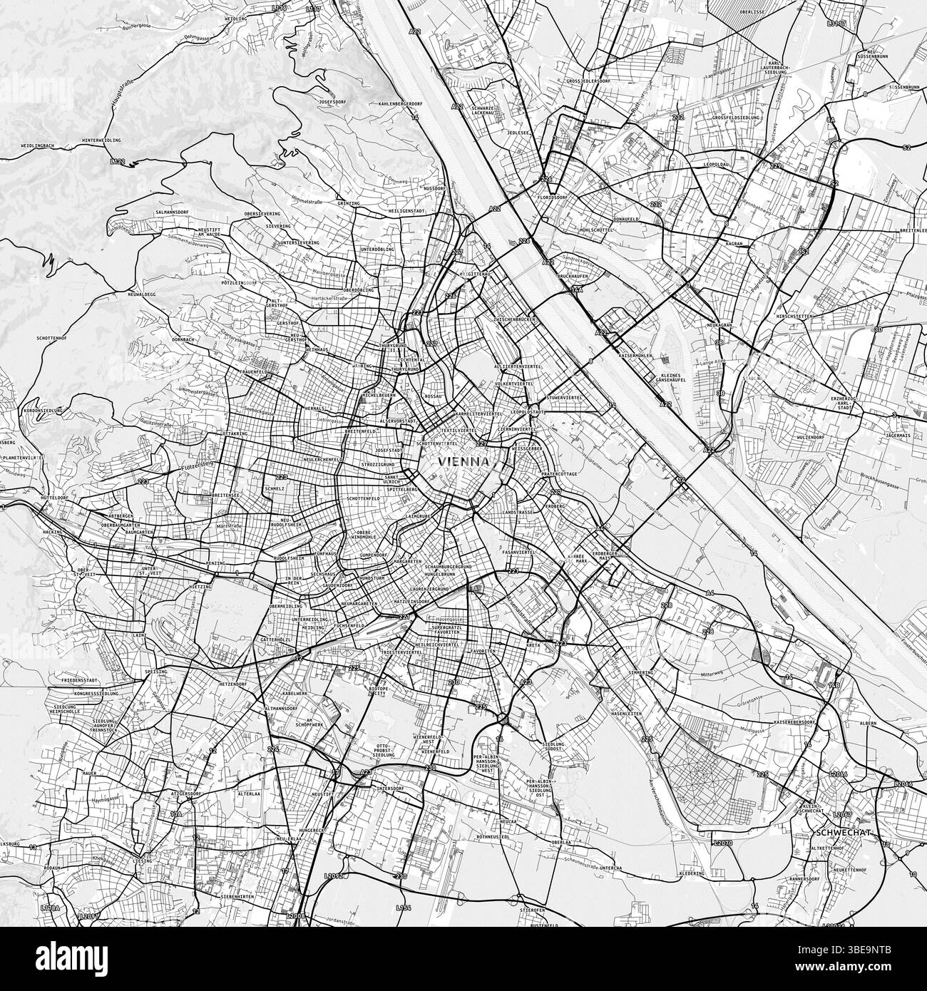 Vienna printable map Black and White Stock Photos & Images - Alamy