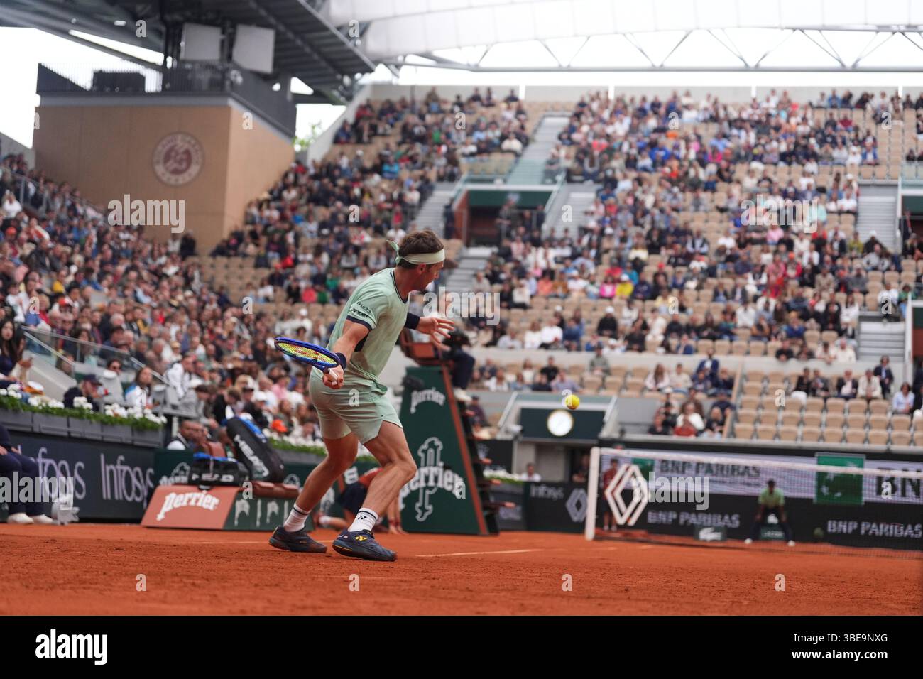Norway's Casper Ruud returns the ball to Portugal's Nuno Borges during their second round match ...