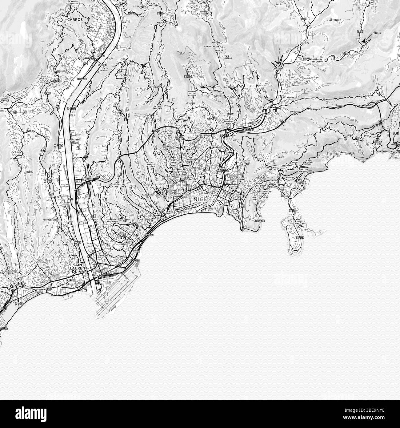 Minimalist Nice Area Map with Labels and Neighborhoods with many ...