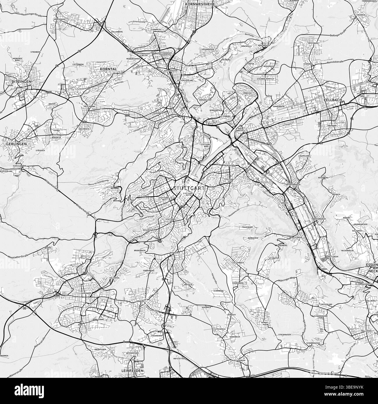 Stuttgart street map Black and White Stock Photos & Images - Alamy