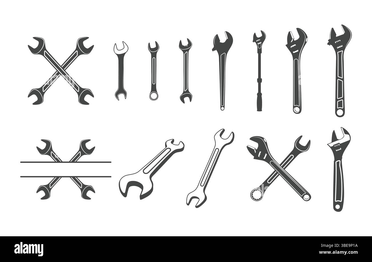 Wrench svg, Wrench silhouette, Wrench vector, Crossed wrench svg ...