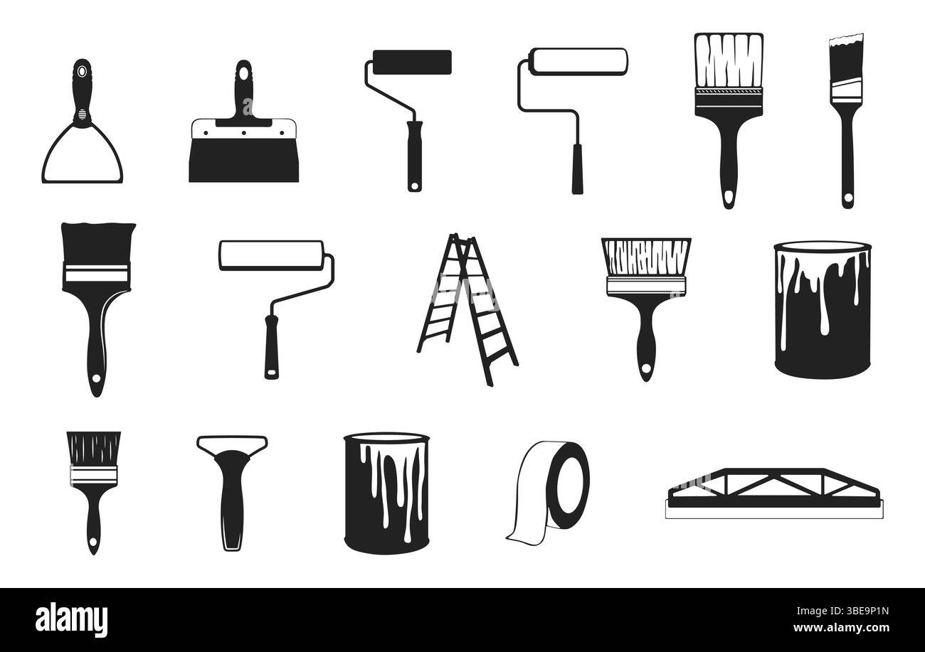 Paint Tools Svg, Wall Painting Tools Svg, Paint Brush Svg, Paint Roller ...