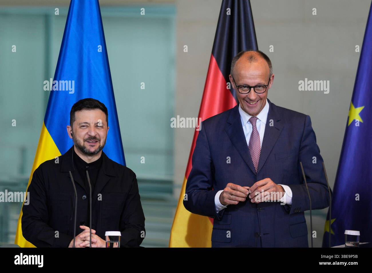 Germany's Chancellor Friedrich Merz, right, and Ukraine's President ...