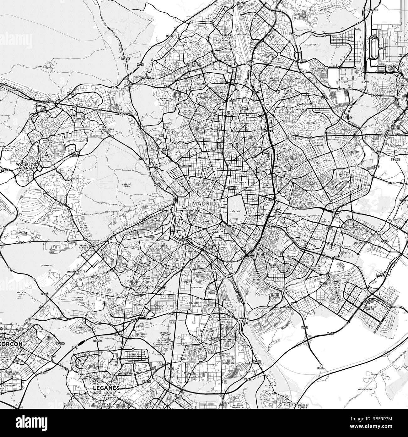 Map of madrid spain Black and White Stock Photos & Images - Alamy