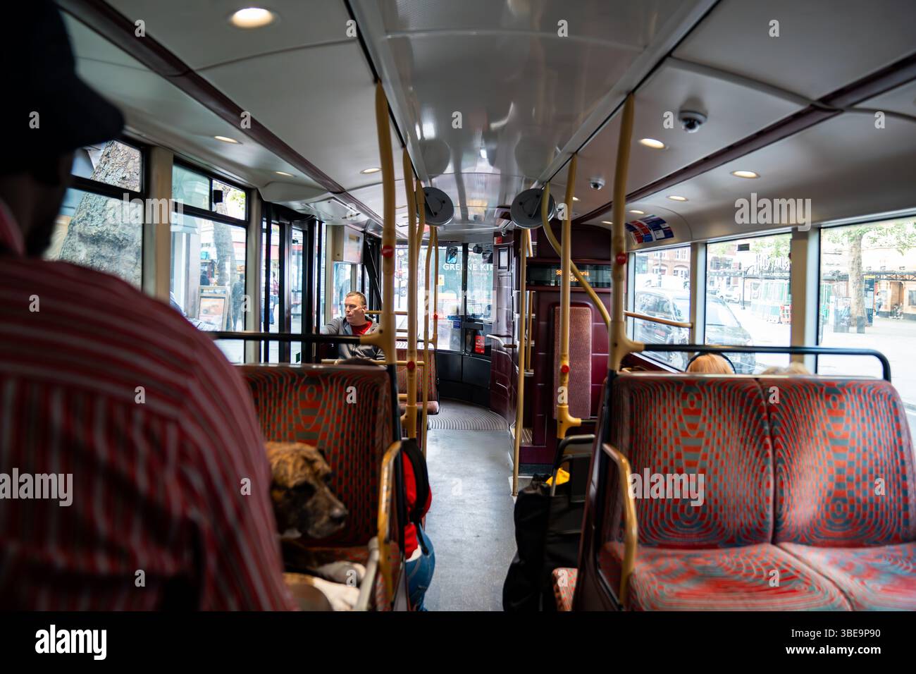 London, England, 12 July 2023, Interior of a London Bus Lower Deck with ...