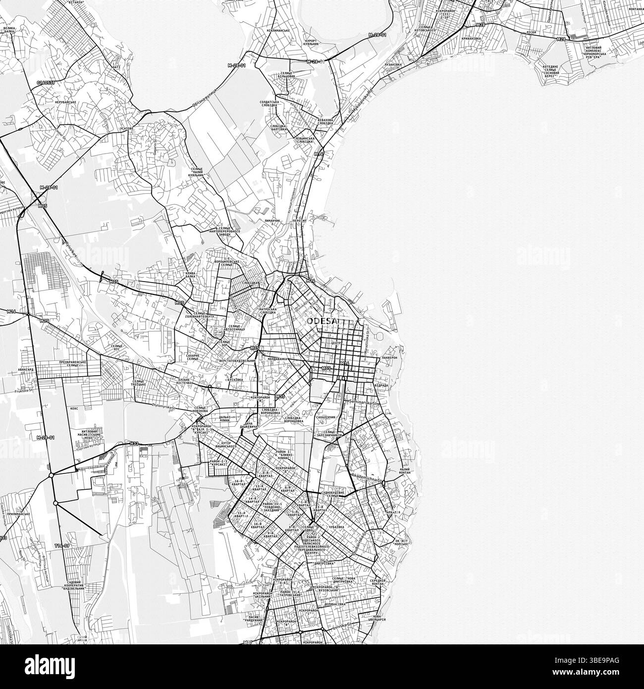 Minimalist Odessa Area Map with Labels and Neighborhoods with many ...