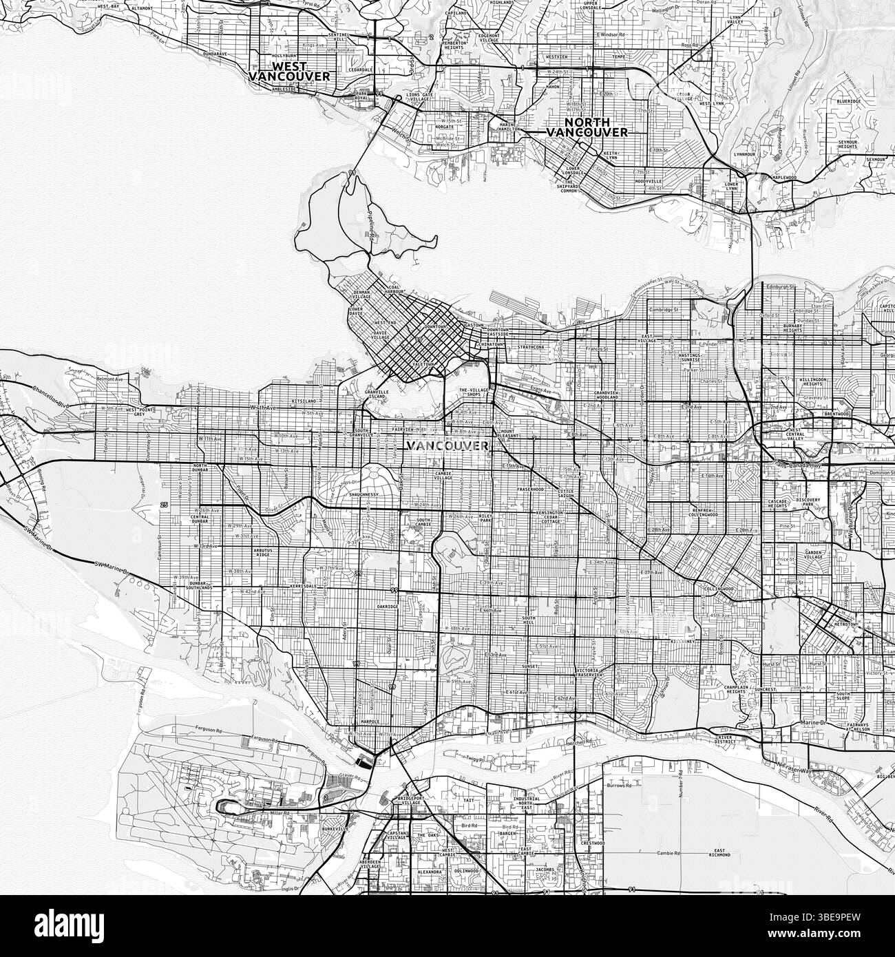 Map of vancouver Black and White Stock Photos & Images - Alamy