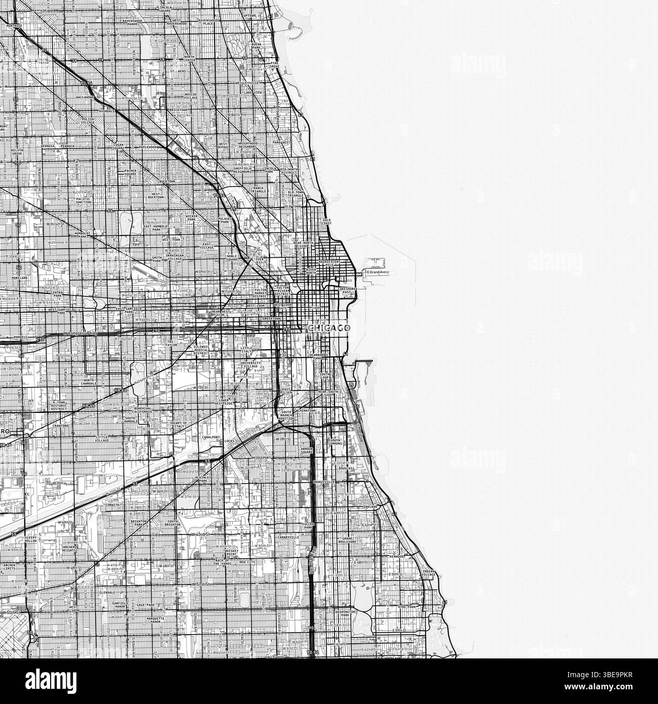Map of chicago area Black and White Stock Photos & Images - Alamy