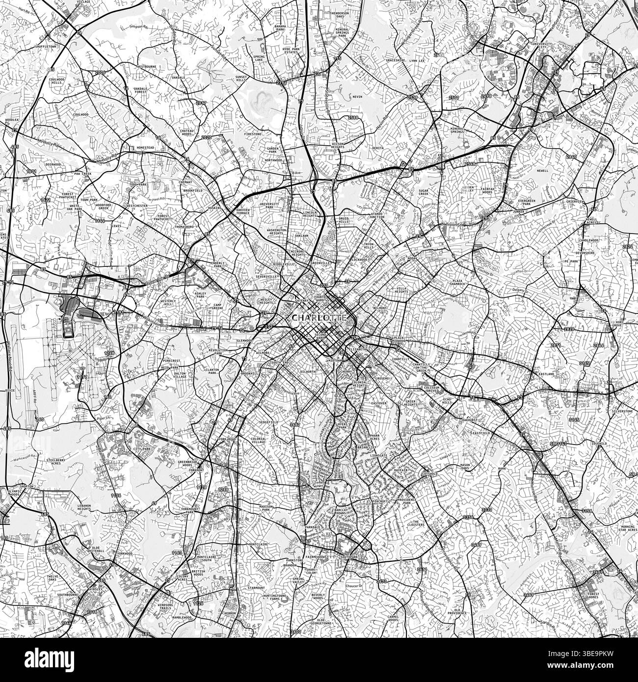 Charlotte north carolina map Black and White Stock Photos & Images - Alamy