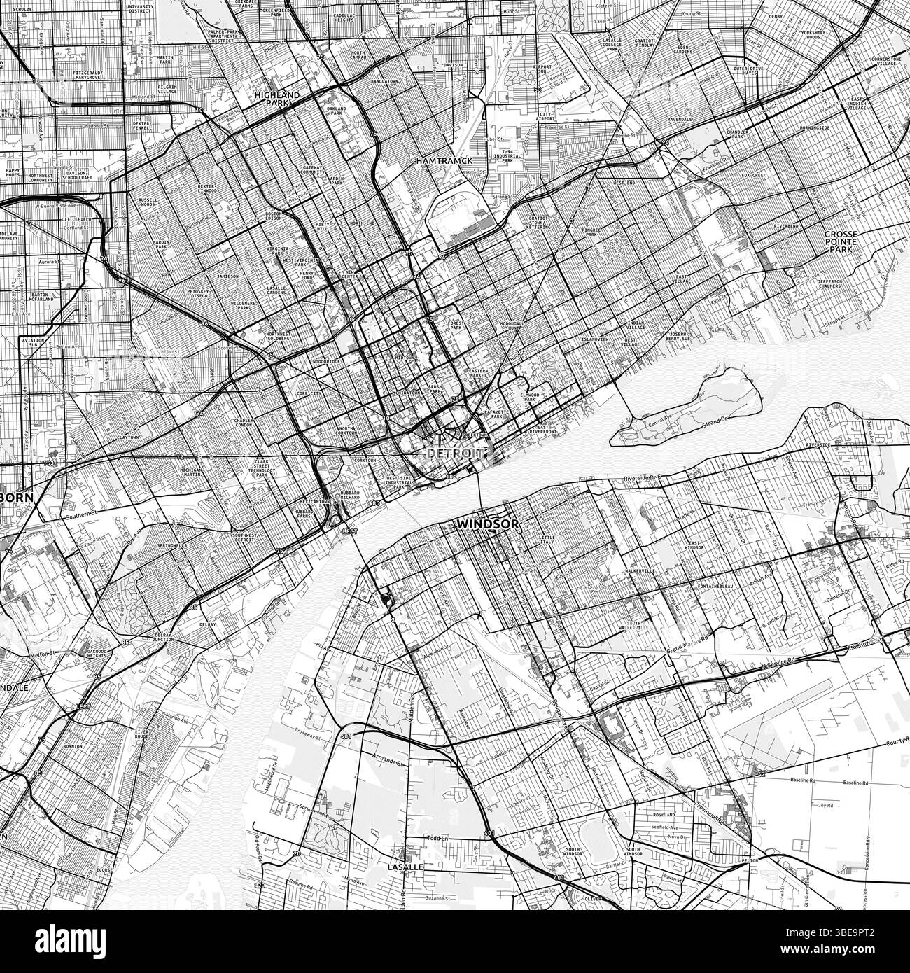 Detroit street aerial Black and White Stock Photos & Images - Alamy