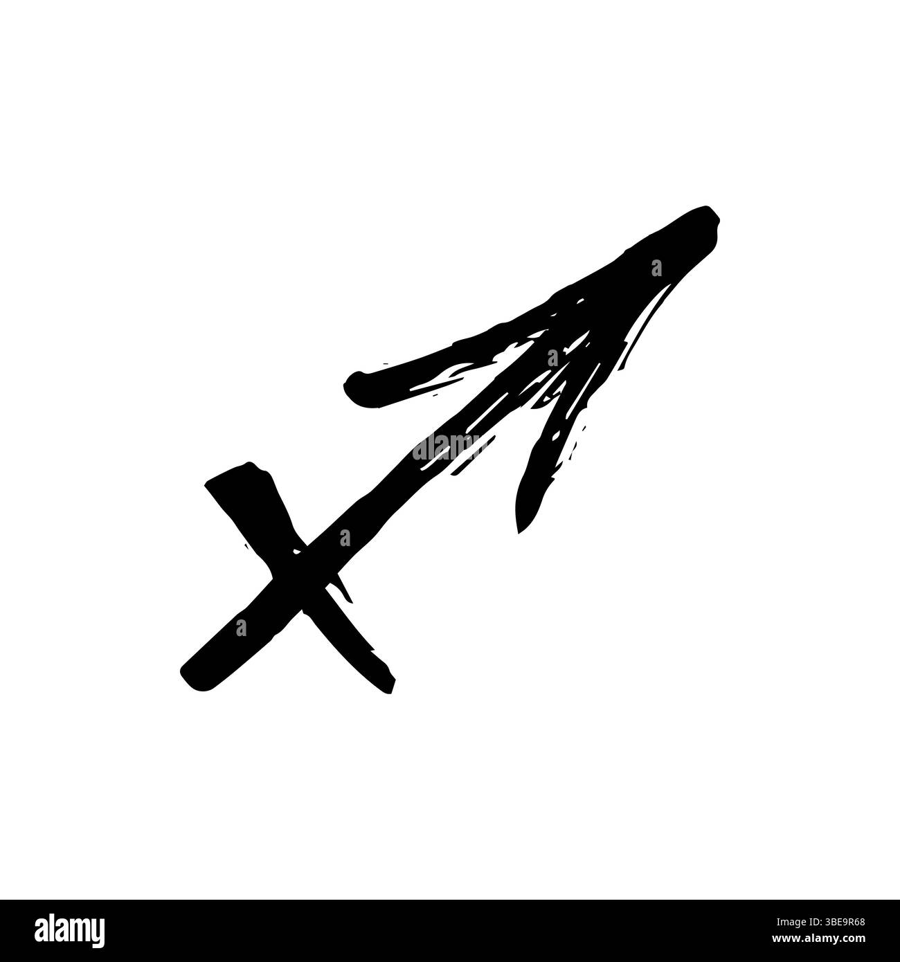 Sagittarius Zodiac Sign. Hand-Drawn Ink Calligraphy in Black and White ...