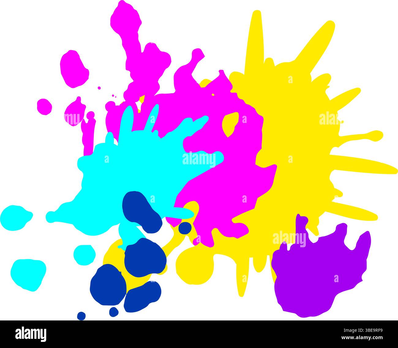 vibrant paint splatters cartoon vector illustration Stock Vector Image ...