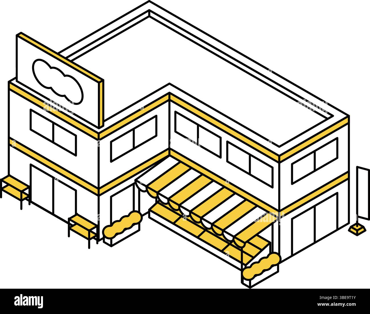 Image of a two-story supermarket or drugstore, isometric illustration ...