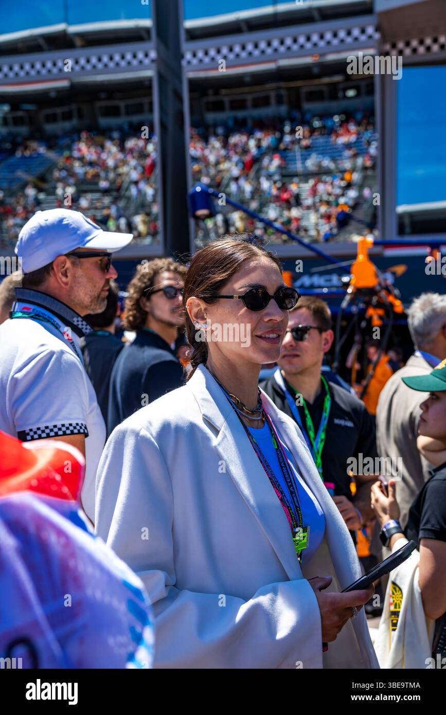 Italian model Melissa Satta walking in the pitlane before the race of ...