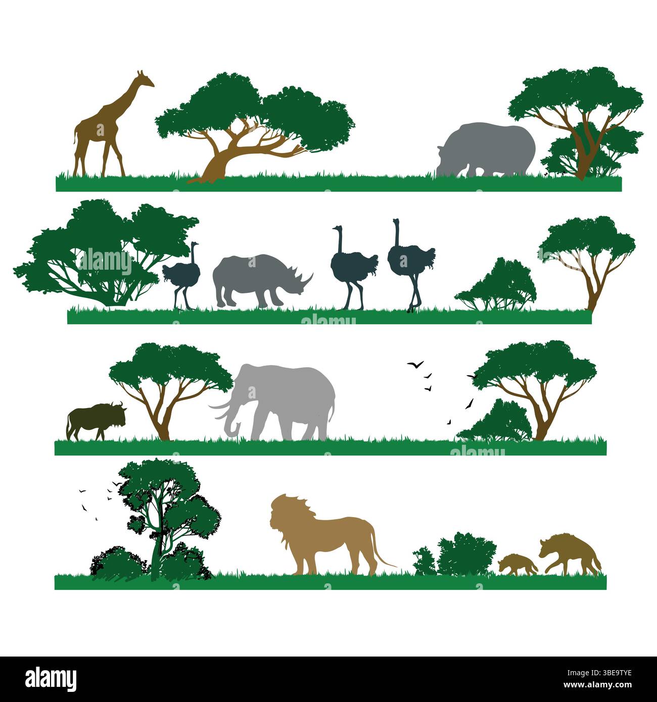 silhouette of jungle animal , silhouette of animal Stock Vector Image ...