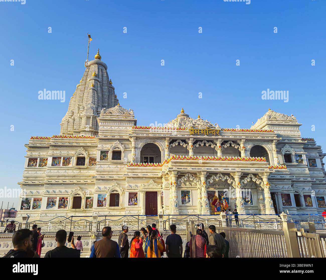 ancient white marble hindu temple unique architecture at dusk from flat ...