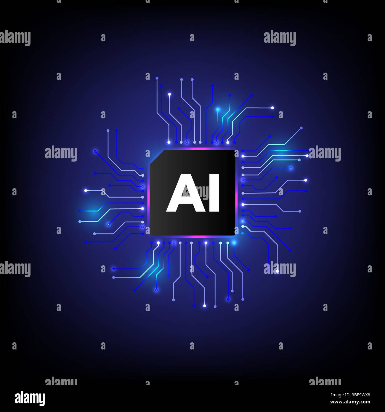 Artificial intelligence technology computer chipset concept on circuit ...