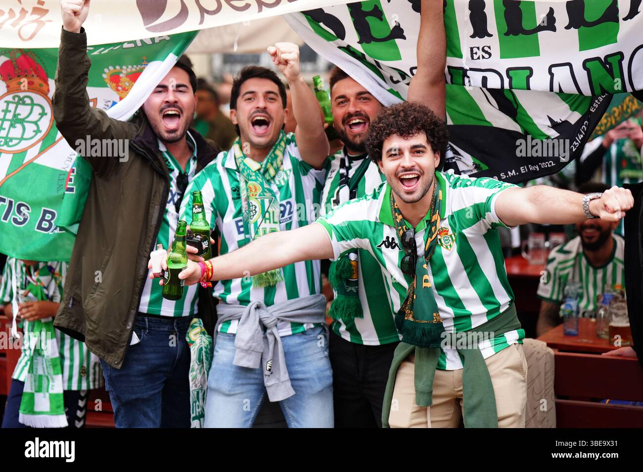 Real Betis fans show their support in the Rynek Glowny (Main Market ...