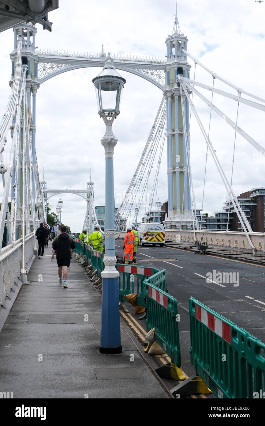 Albert Bridge, London, UK. 28th May 2025. The Albert Bridge is closed ...