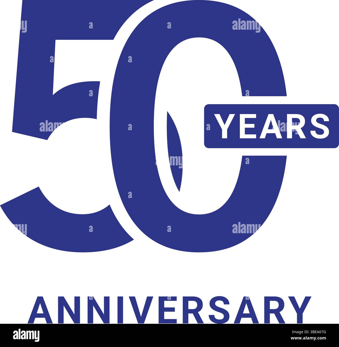 blue 50 years anniversary badge with bold number and years label used ...