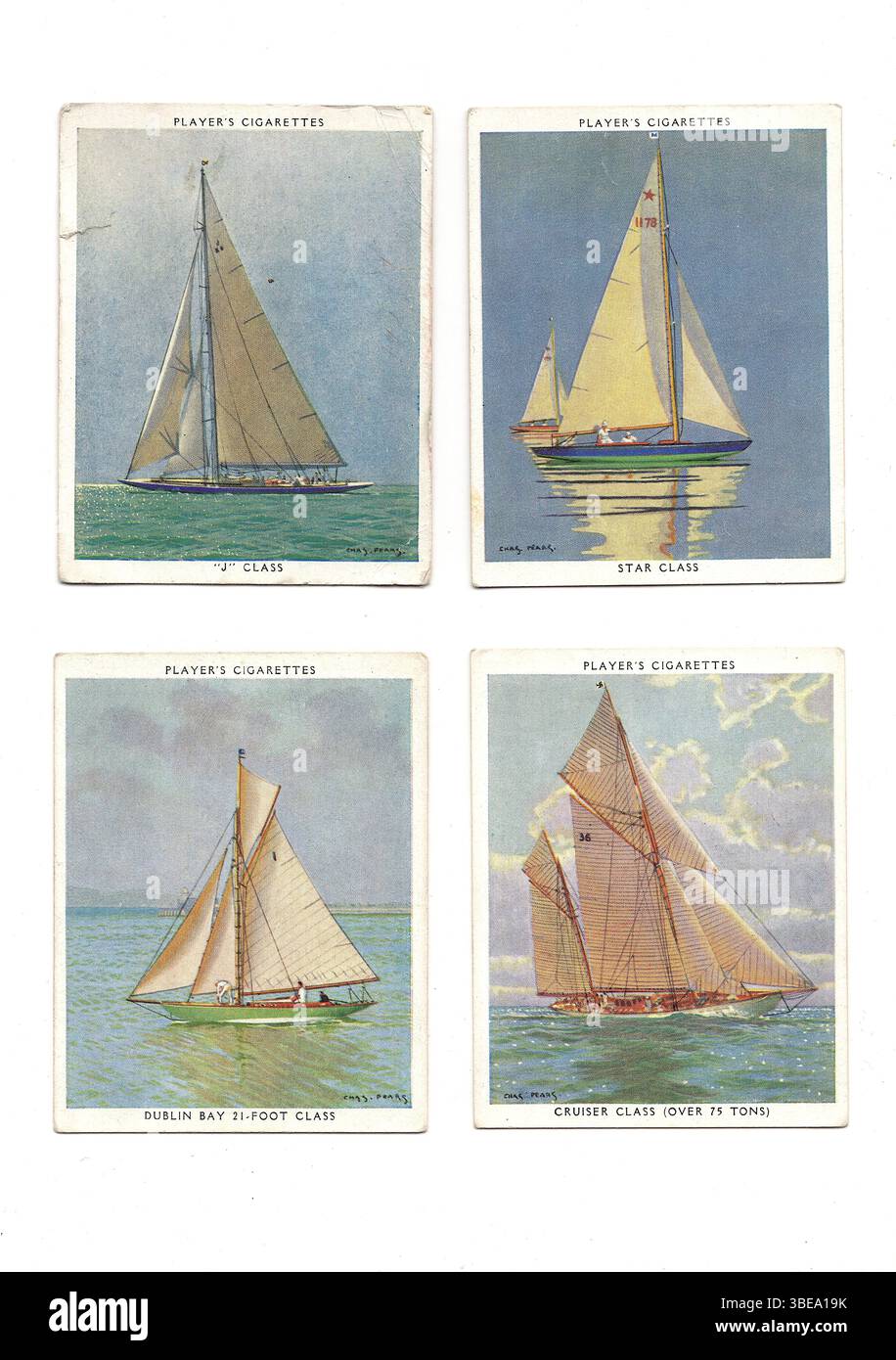 Vintage cigarette cards showing racing yachts Stock Photo - Alamy