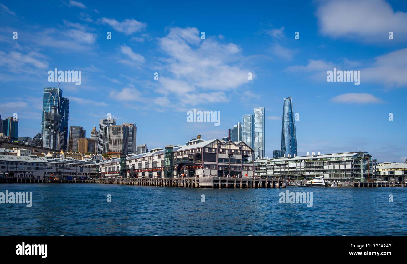 The Sydney Harbor waterfront with Circular Quay and skyscrapers, Sydney ...