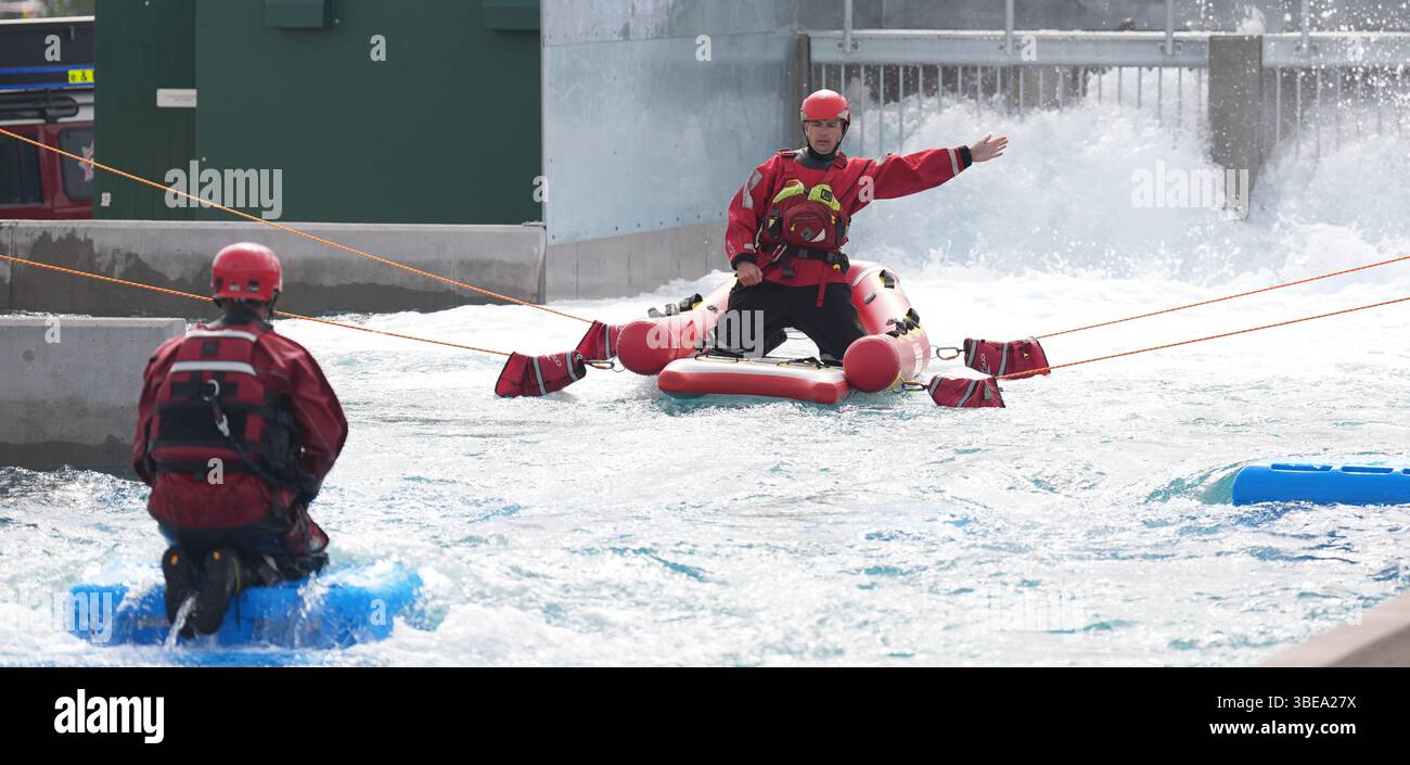 A flood rescue demonstration at the opening of the new Learning and ...
