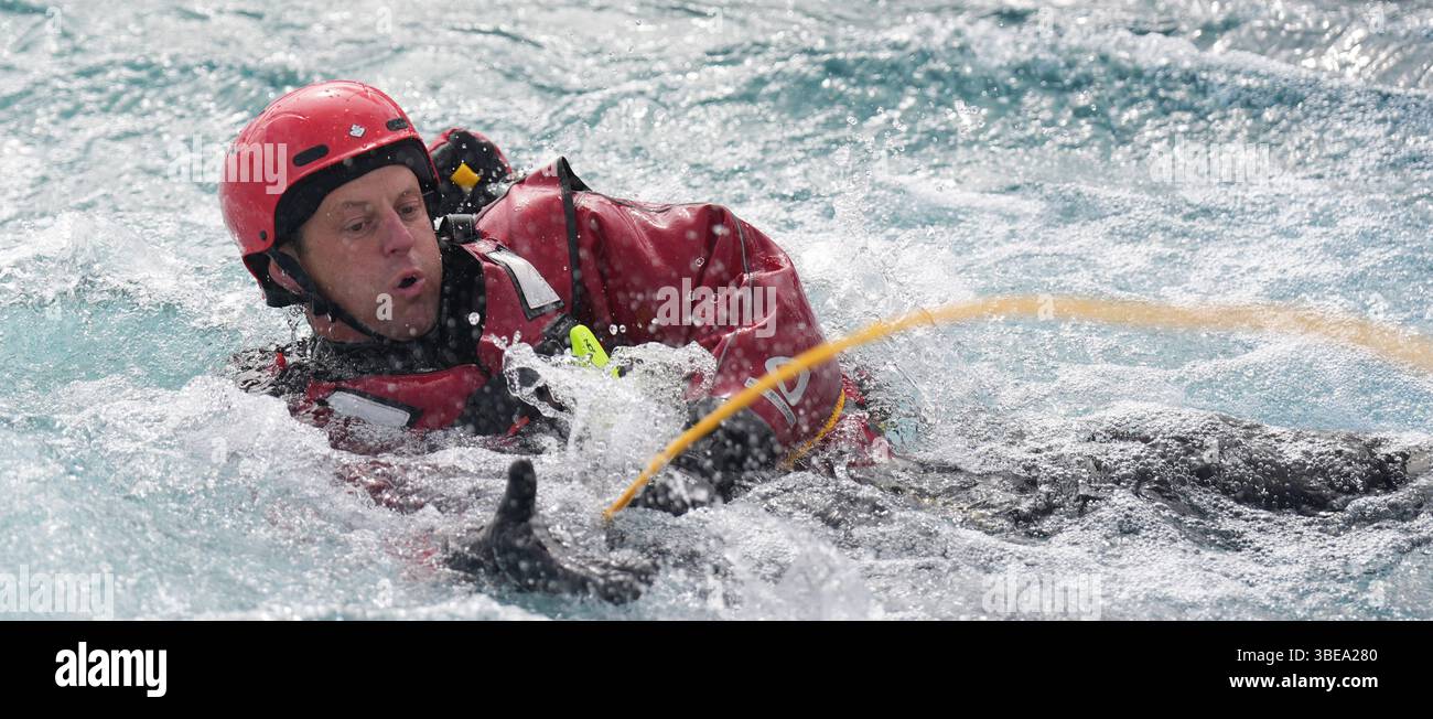A flood rescue demonstration at the opening of the new Learning and ...