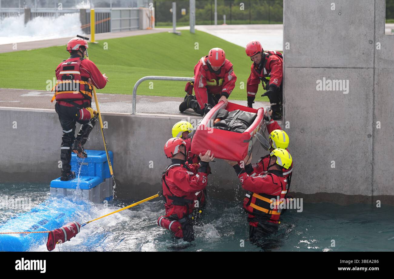 A flood rescue demonstration at the opening of the new Learning and ...