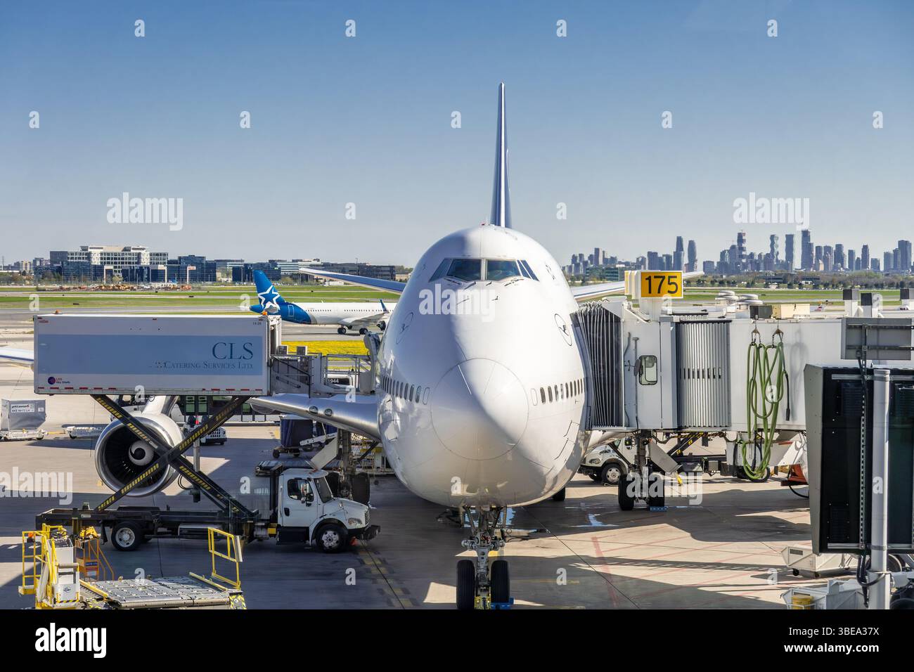 Lufthansa 747-400 Passenger Aircraft Being Loaded At Pearson ...