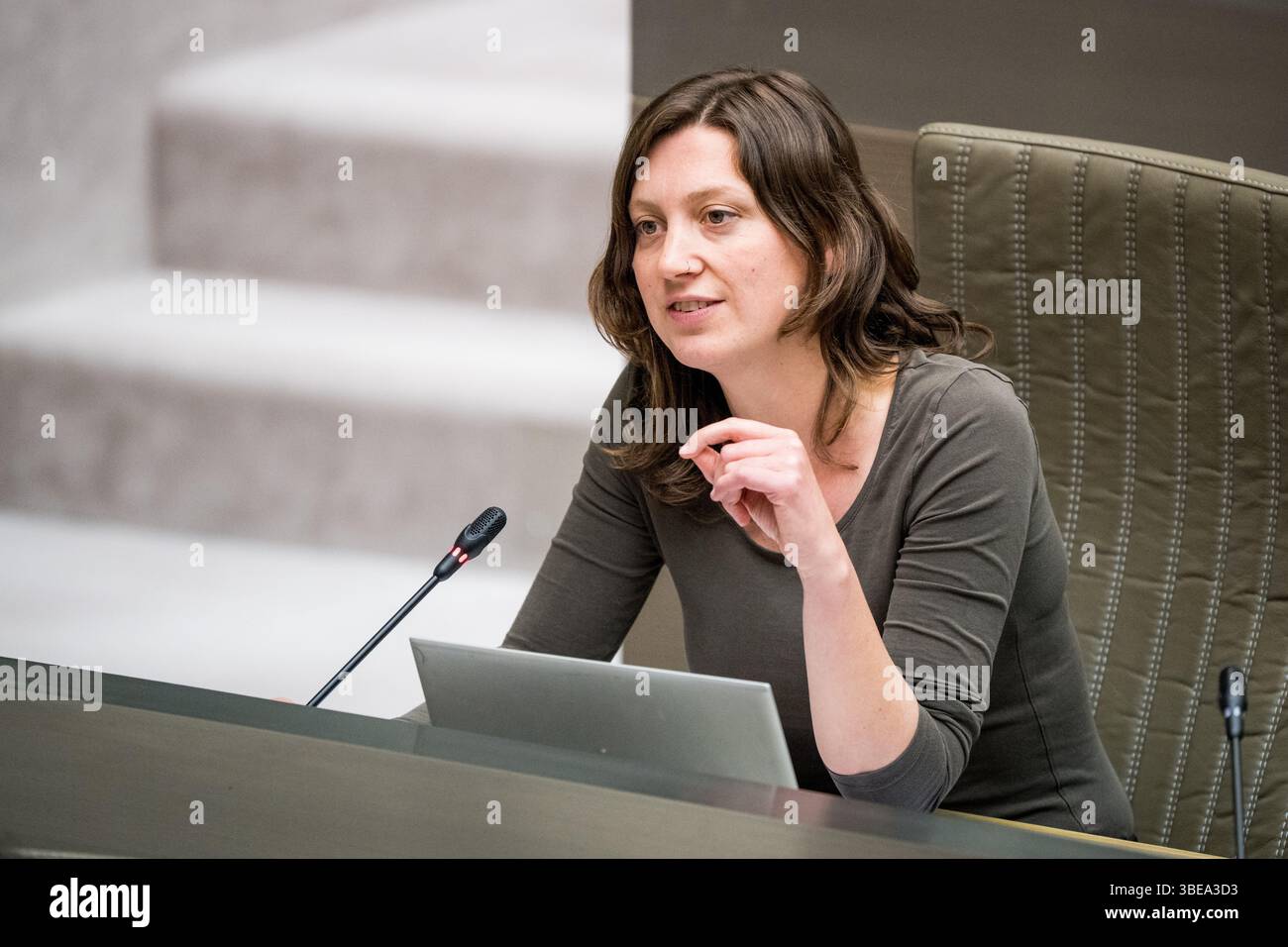 PVDA's Line De Witte pictured during a plenary session of the Flemish ...