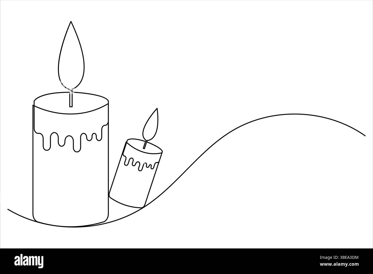 Candle icon continuous single line drawing and minimalist style outline design Stock Vector ...