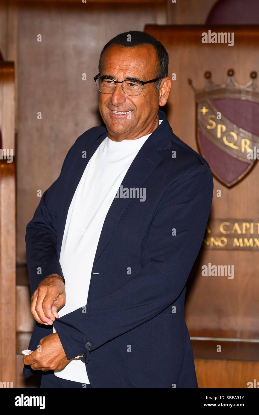 Carlo Conte waiting to attend the press conference to present TIM SUMMER HITS 2025 at the Hall ...