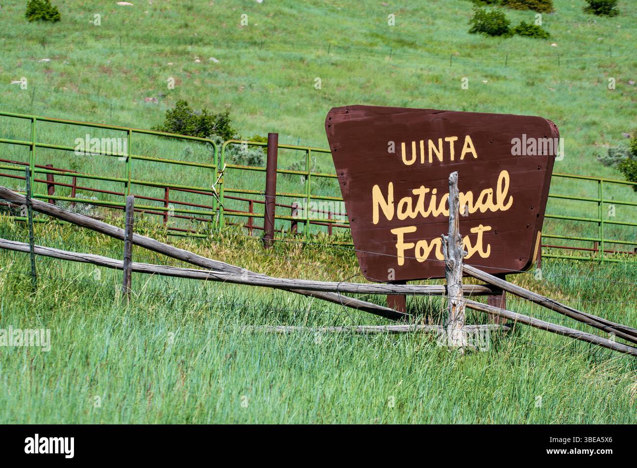 SANTAQUIN, UTAH – May 27, 2025: A weathered wooden sign marks Uinta ...