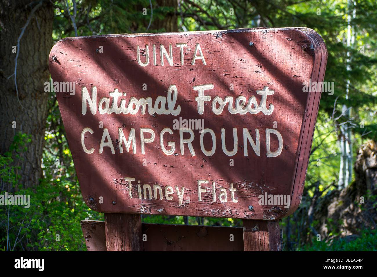 SANTAQUIN, UTAH – May 27, 2025: A weathered wooden sign marks Uinta ...