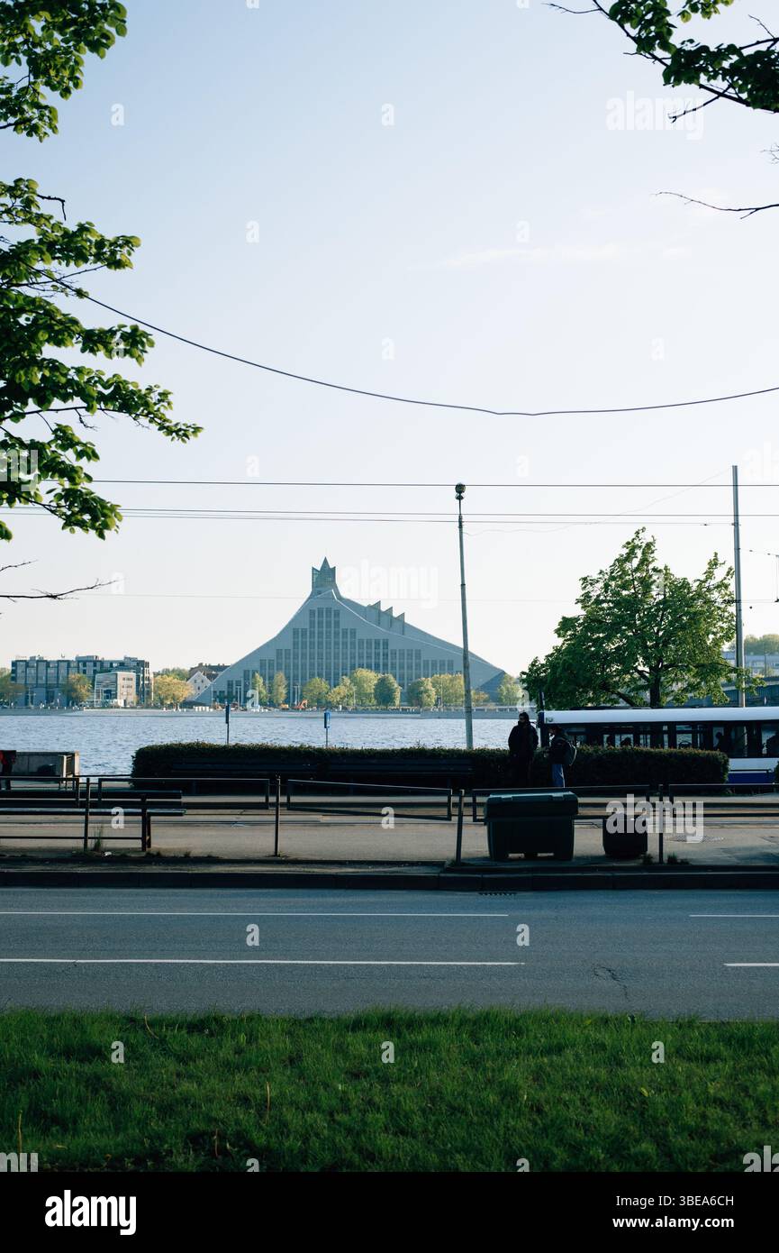 National Library in Riga near the river Stock Photo - Alamy
