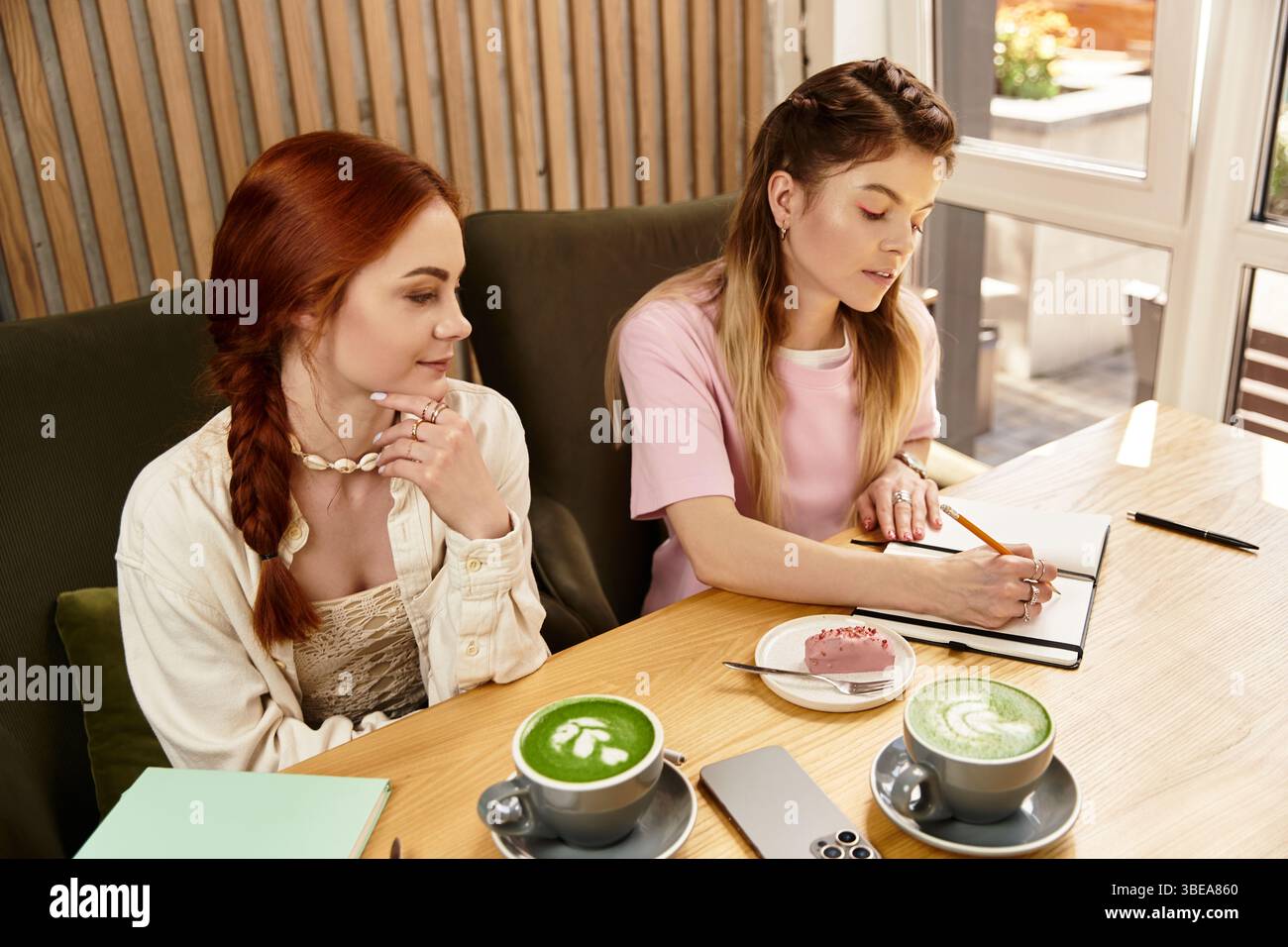 Young friends sharing coffee pastries hi-res stock photography and ...