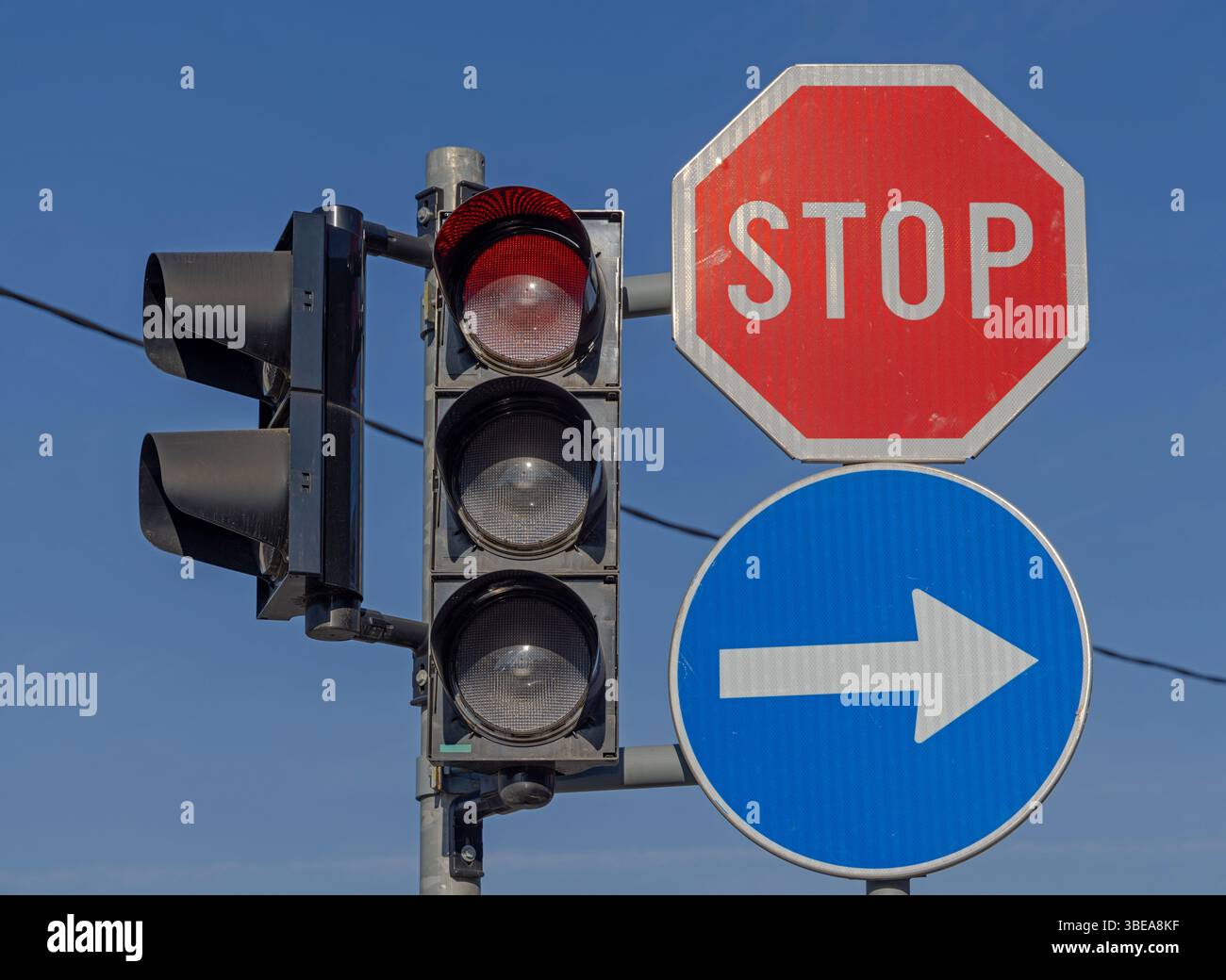 Red Stop and Right Direction at Led Traffic Light Road Signs Stock ...