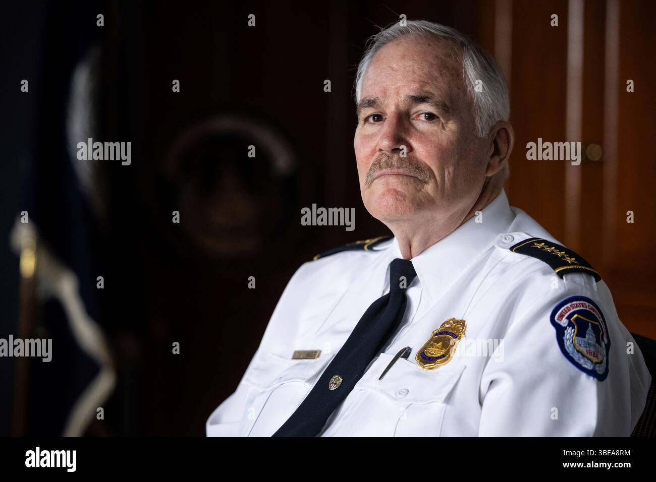 Outgoing U.S. Capitol Police Chief J. Thomas Manger gives an interview ...
