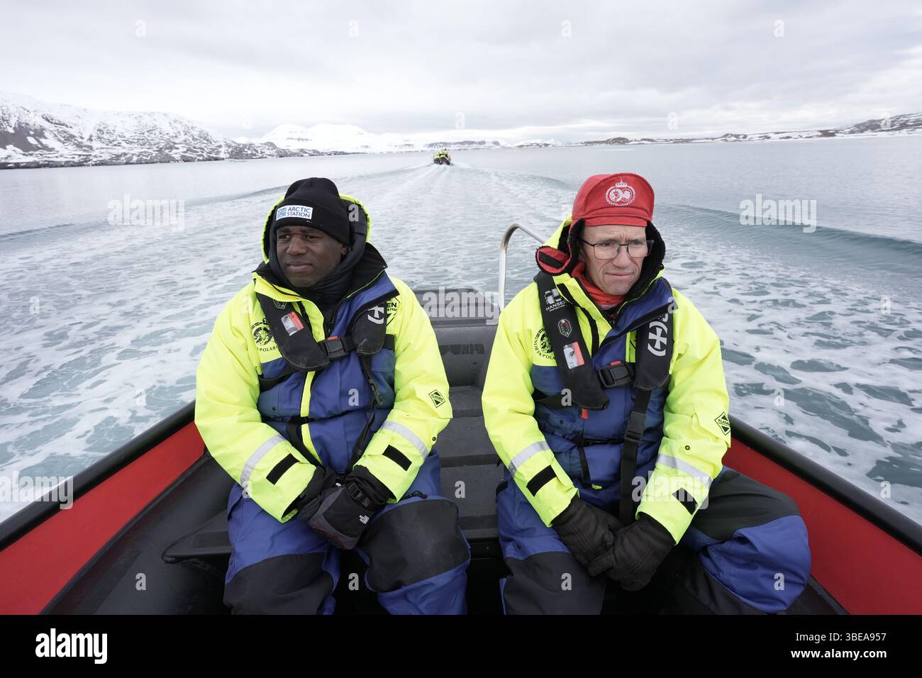 Foreign Secretary David Lammy (left) and Norway's Foreign Minister Barth Eide during a boat ...