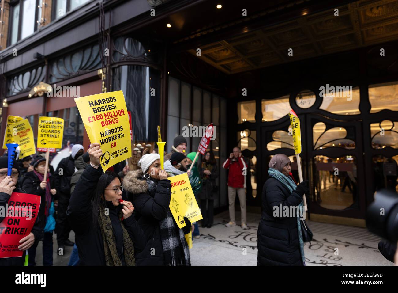 Protesters rally outside Harrods department store in London as Harrods ...