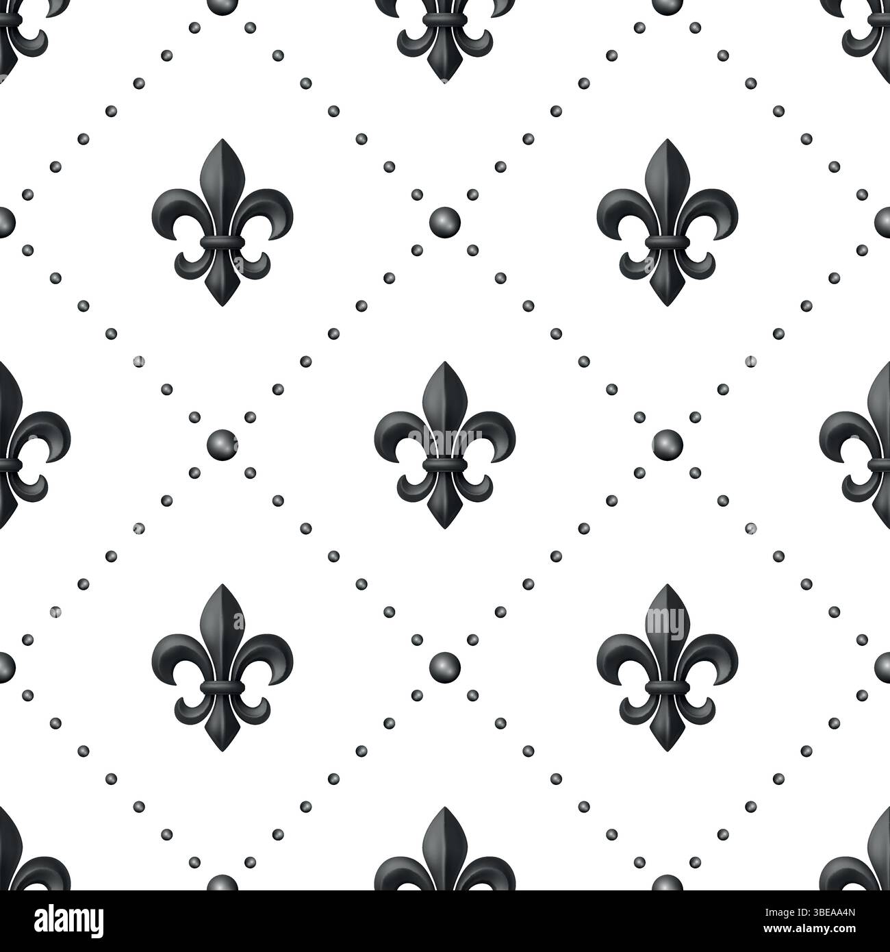 Vector Luxury Fleur-de-Lis Seamless Pattern. Black Royal Fleur-de-Lis ...